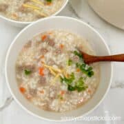 Beef Congee-Easy Rice Porridge Recipe - Sassy Chopsticks
