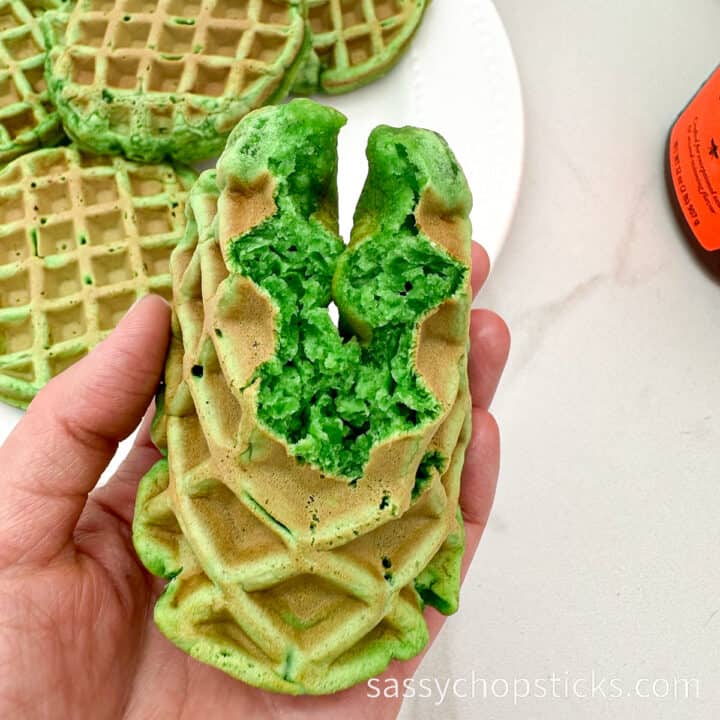 Easy Coconut Pandan Waffles Recipe - Sassy Chopsticks