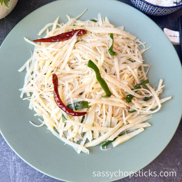 Sichuan Stir-Fried Chinese Shredded Potato (酸辣土豆丝) - Sassy Chopsticks